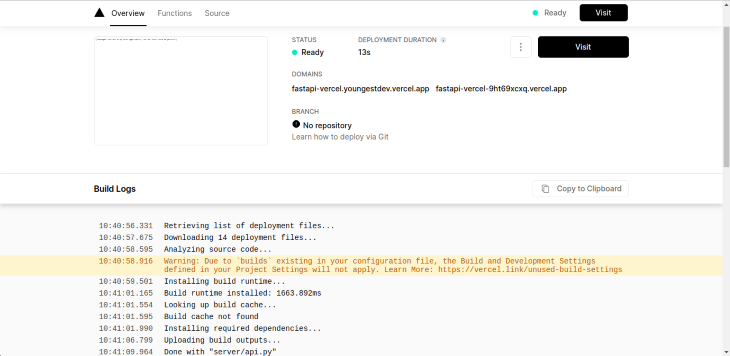 Deploying Fastapi Applications To Vercel Logrocket Blog