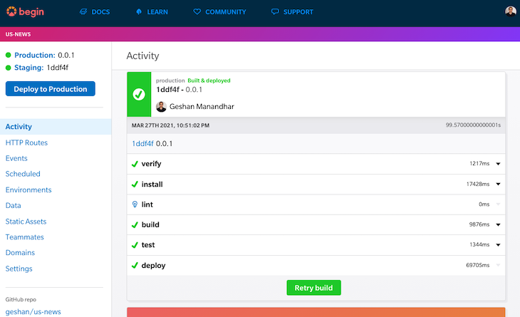 Deploying a full-stack Node.js + React app for free with Begin ...