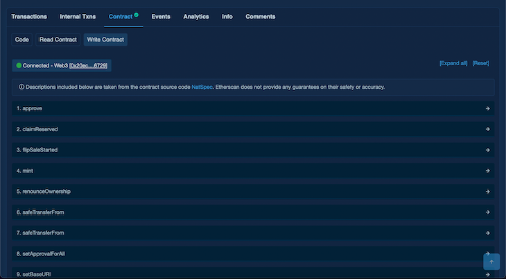 How to mint an NFT with Etherscan - LogRocket Blog