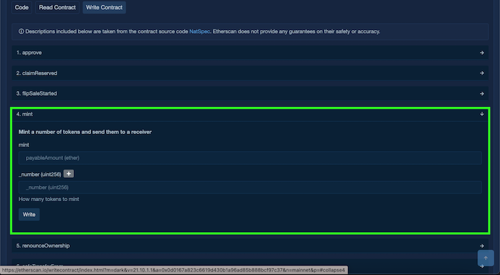 How to mint an NFT with Etherscan - LogRocket Blog