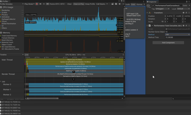 Performance In Unity Async Await And Tasks Vs Coroutines C Job System And Burst Compiler