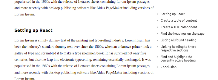 Create a table of contents with highlighting in React - LogRocket Blog