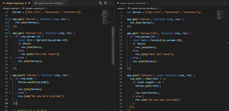 Comparing Wayne.js with Express.js for service worker routing - LogRocket Blog