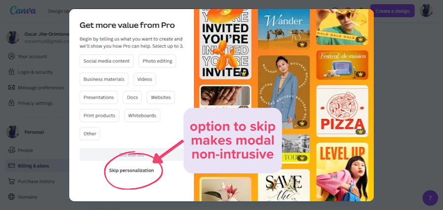 Modal UX design: Patterns, examples, and best practices - LogRocket Blog