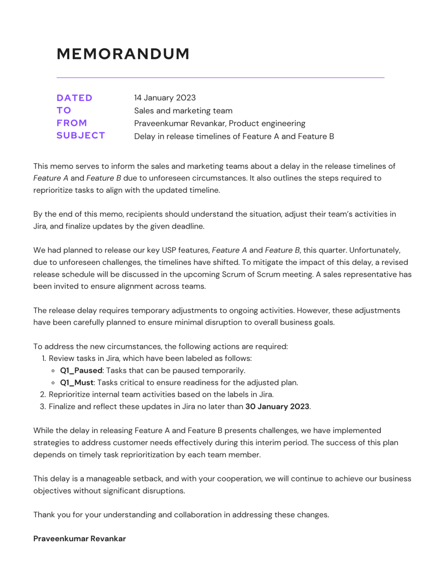 Memo Letter Sample Memo Letter Sample