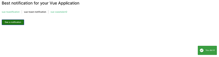 Selecting the best Vue 3 toast notification library - LogRocket Blog