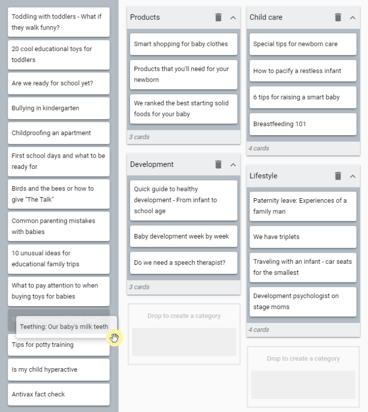 Organizing and categorizing content in information architecture ...