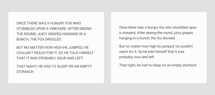 How correctly casing letters enhances visual hierarchy and UX ...